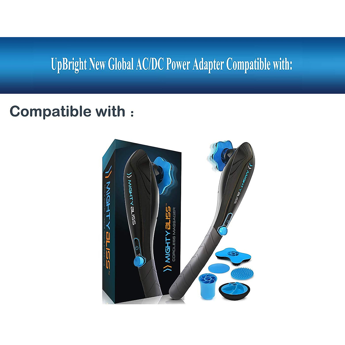 UpBright 9V AC/DC Adapter Compatible with Mighty Bliss Deep Tissue Cordless Massager Electric Percussion Therapy Massage Machine BD1372 MB-201 XH0900-1000L XH09001000L 1A Power Supply Battery Charger