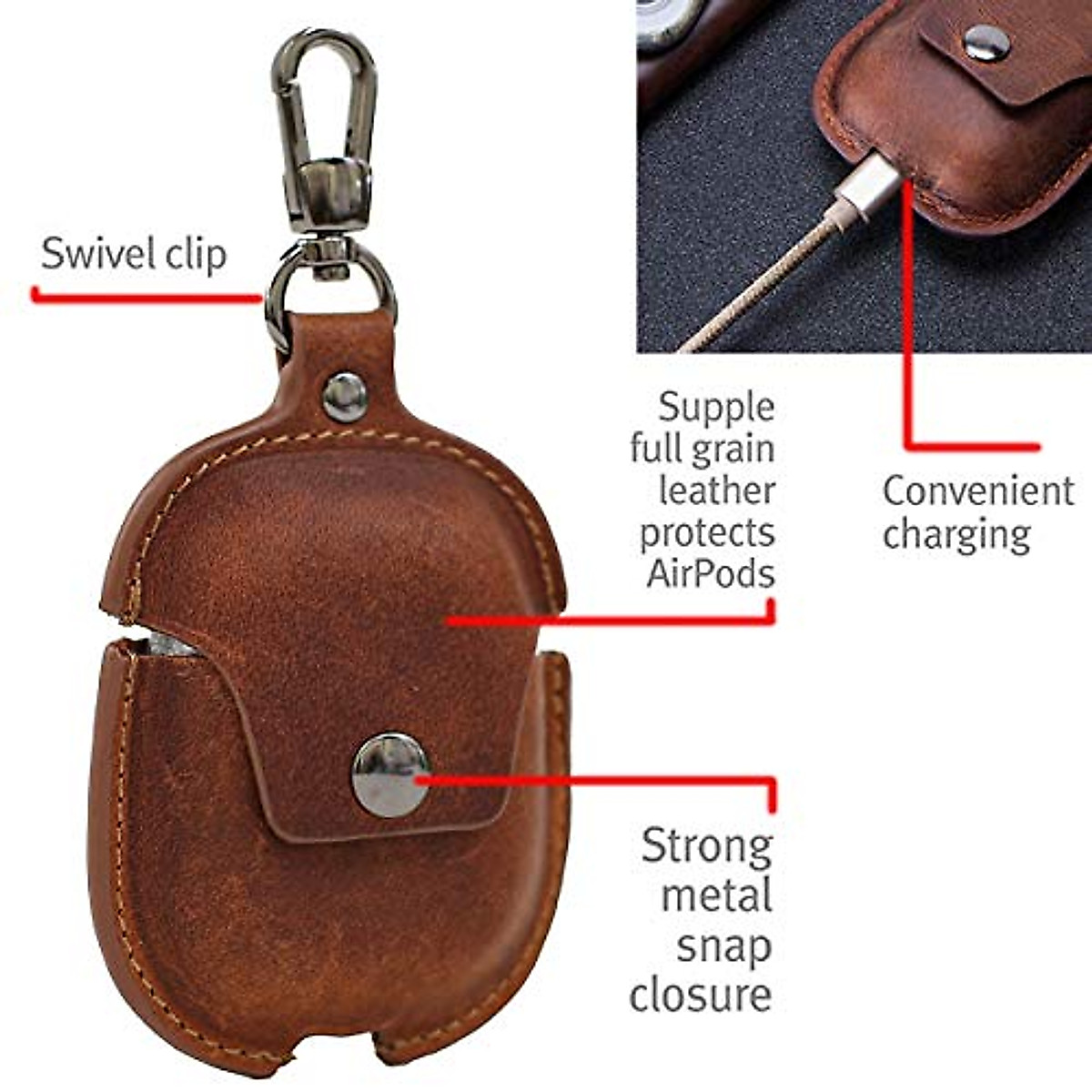 Airpods Case Leather Airpods Case Cover Genuine Leather for Apple …