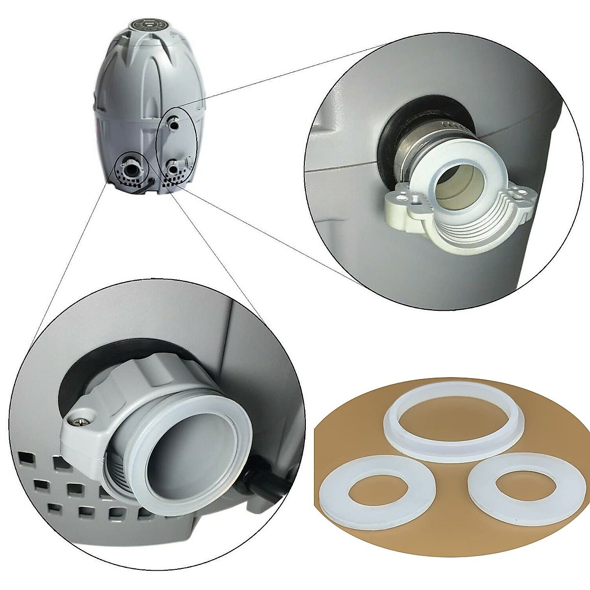 RTPOWER Fits Coleman, Lay-Z-spa ，A and B/C Connector Seals Gaskets(1 A + 2 B/C)