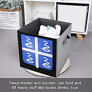 Coat of Arms of Martinique Canvas Collapsible Storage Bins Cube Organizer Baskets with Handles for Home Office Car
