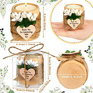 MTLEE 16 Pack Wooden Tealight Candle Holders Kit Wedding Bridal Shower Candles Thank You Guest Gifts Cylinder Handmade Candle with Card Box Rope for Baby Shower First Communion Party Gift(Classic)