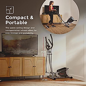 Sunny Health & Fitness Legacy Stepping Elliptical Machine, Total Body Cross Trainer with Hyper-Quiet Magnetic Belt Drive, Low Impact Exercise Equipment, Optional Bluetooth with Exclusive SunnyFit App