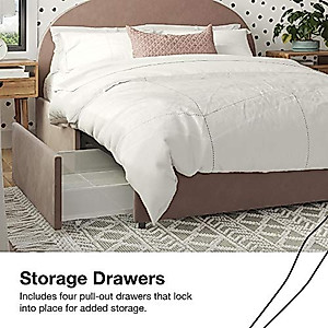 Mr. Kate Moon Upholstered Bed with Storage, Queen Size Frame, Blush Velvet