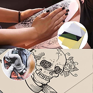 Tattoo Practice Skin with Transfer Paper, Urknall 30PCS Fake Skin and Tracing Paper Kit Including 10PCS Double Sided Skin and 20PCS Stencil Paper for Tattoo Practice Tattoo Supplies