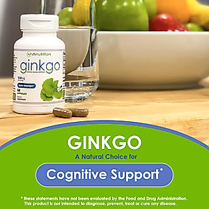 VH Nutrition Ginkgo BILOBA | 550mg Standardized Extract Supplements | Cognitive and Memory Support* | Boost Mental Clarity and Focus | Brain Health Supplement | 60 Capsules