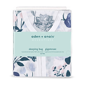 aden + anais Essentials Baby Sleeping Bag, 100% Cotton Muslin, Wearable Swaddle Blanket for Girls & Boys, Newborn Sleep Sack, TOG Rating 1.0, Little Big World, Medium, 6-12 Months