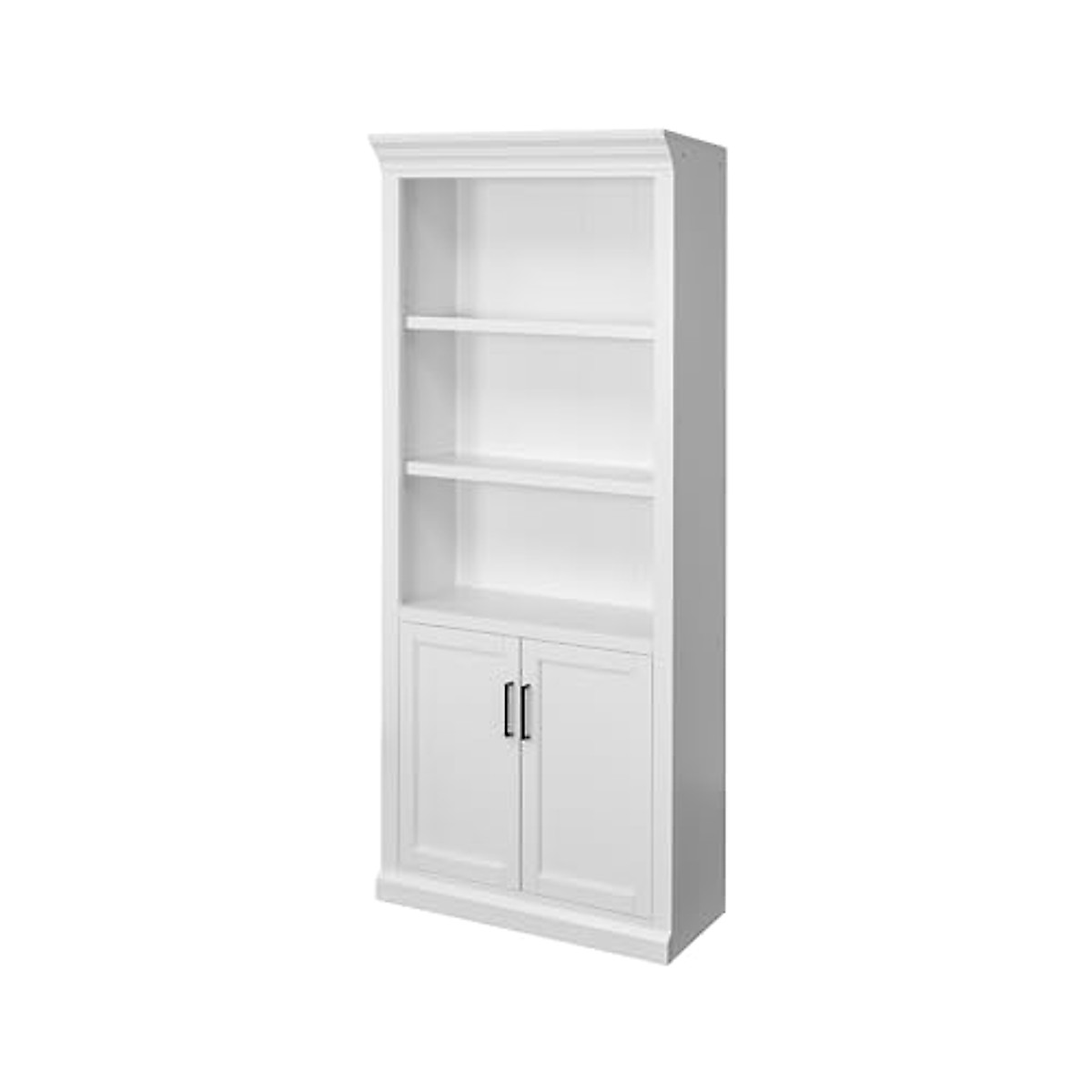 Martin Furniture Modern Wood Lower Doors Bookcase, Office Bookcase, Office Shelving, Office Storage, Fully Assembled, White