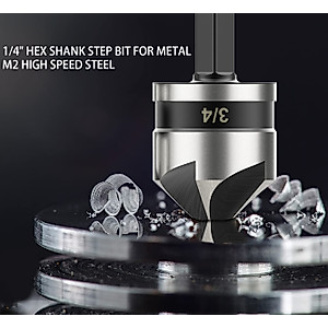 Countersink Bit Set for Metal, M2 Cobalt Countersunk Bits 5 Pieces, 1/4" Hex Shank Countersunk Bit Set for Drilling in Copper, Aluminum, Wood, Plastic