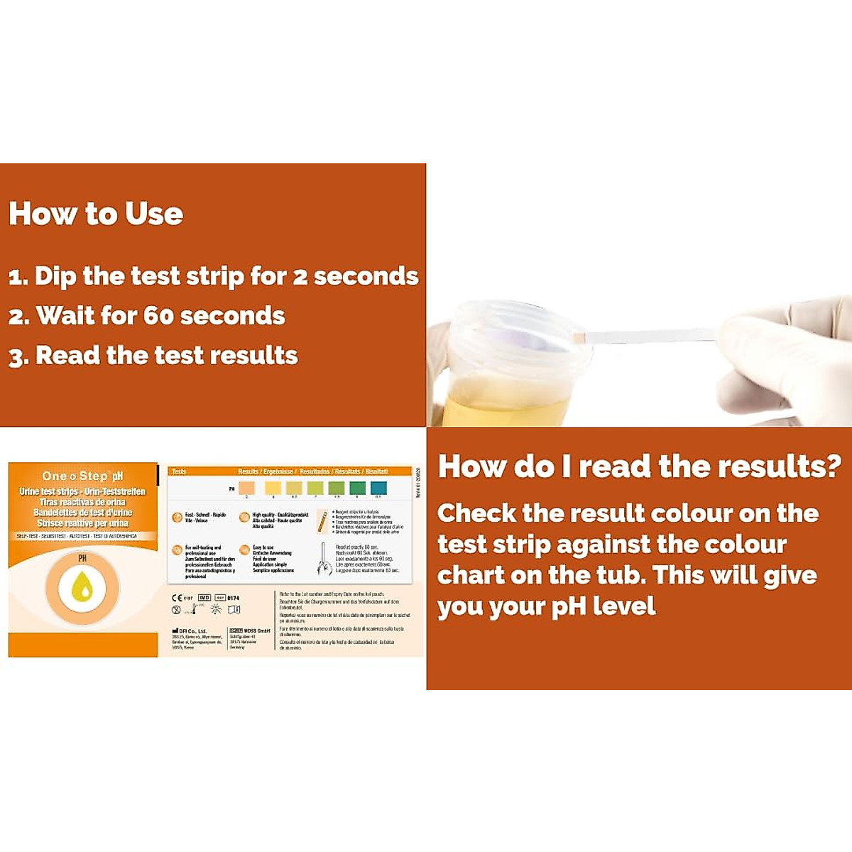 One Step pH Urine Test Strips, 100 Strips, Testing Alkaline & Acidity Levels in The Body, Track & Monitor Your pH Level Using Urine, Highly Accurate Results in 60 Seconds