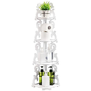 ALIMORDEN 4 Tier Bathroom Accessories Corner Storage Stand for Small Space, Toilet Paper Stand for Bathroom Organizer, White