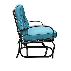 Kozyard Cozy Two Rocking Love Seats Glider Swing Bench/Rocker for Patio, Yard with Soft Cushion and Sturdy Frame (Blue)