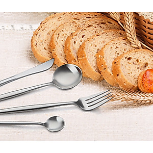 Modern Adaline 16 Piece Silverware Set - 18/10 Stainless Steel Cutlery for 4, Matte Finish - Elegant Dining Flatware with Heavy Dinner Spoons and Forks - Gift for Holiday, Wedding, or Kitchen