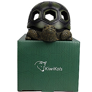 KiwiKols Large Turtle Ashtray - Cigar Use - Dark Green Resin - Discrete Decoration - Smoker Enthusiast - Cigarettes - Smokeless & Windproof - Outdoor Patio Ashtray