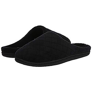 Dearfoams womens Leslie Quilted Terry Clog Slipper, Black Multi, Medium Wide US