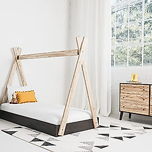 Signature Design by Ashley Piperton Modern Youth Tent Bed Frame, Twin, Natural Wood & Black