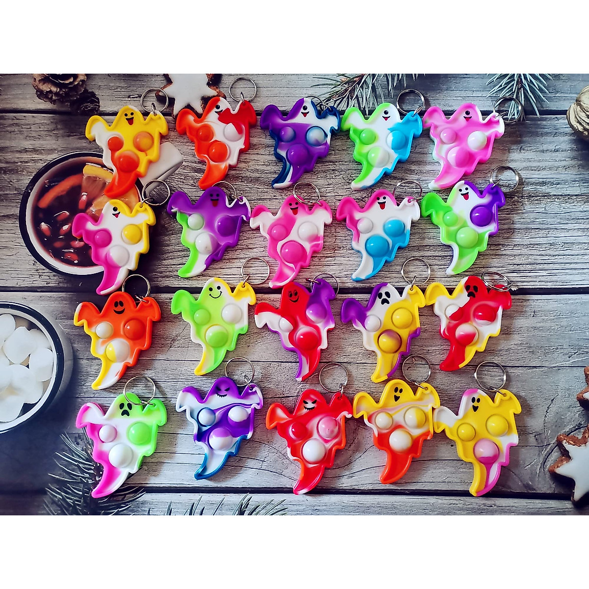 20 Packs Bulk Halloween Ghost Fidget Mini Pop for Kids Party Favors and Classroom Students Gifts