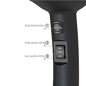 Mini Travel Hair Dryer 1000 Watts for RV & Pouring Art Lightweight Ceramic Ionic Blow Dryer Compact Size Plus Concentrator Black