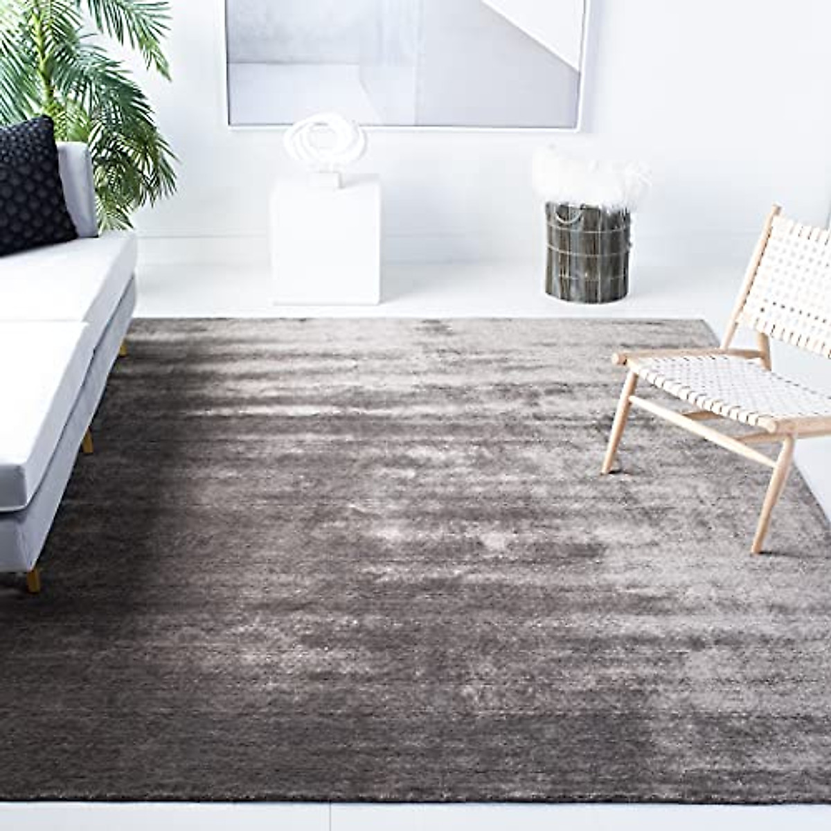 SAFAVIEH Mirage Collection 8' x 10' Brown / Charcoal MIR801B Handmade Modern Viscose Area Rug