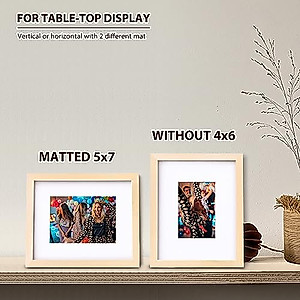 KINLINK 8x10 Picture Frames Oak Color - Beige Wood Frames with Acrylic Plexiglass for Pictures 4x6/5x7 with Mat or 8x10 without Mat, Tabletop and Wall Mounting Display, Set of 4