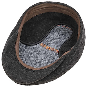 Stetson Kent Wool Earflaps Flat Cap Women/Men anthracite 7 1/4-7 3/8