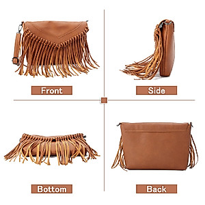 LUI SUI Women PU Leather Hobo Fringe Tassel Cross Body Bag Vintage Shoulder Handbag for Girls