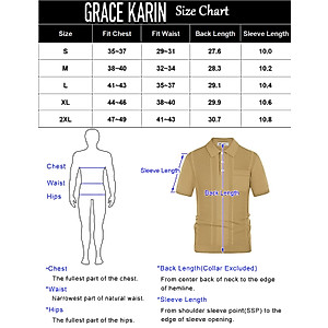 GRACE KARIN Men's Textured Knitted Bowling Polo Shirt Classic Short Sleeve Golf Shirts for Summer Orange L