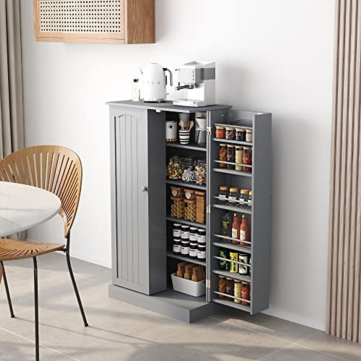 HOMEFORT 41" Kitchen Pantry Cabinet, Storage Cabinet with 6 Adjustable Shelves, Space Saving Cupboard Cabinet for Kitchen Pantry Office