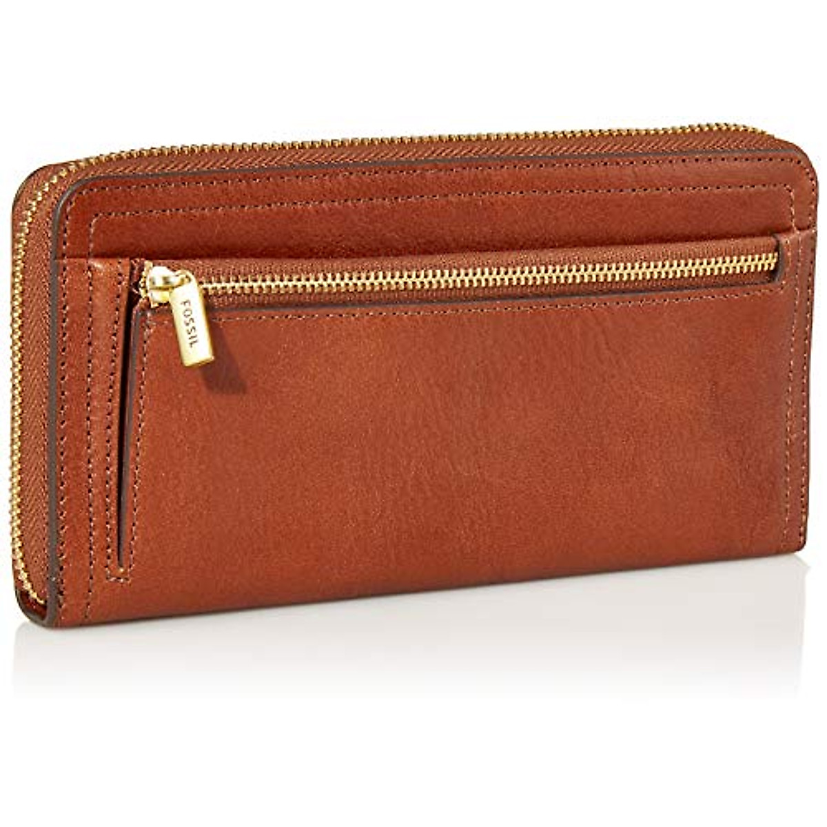 Fossil Women's Logan Leather RFID-Blocking Zip Around Clutch Wallet with Wristlet Strap