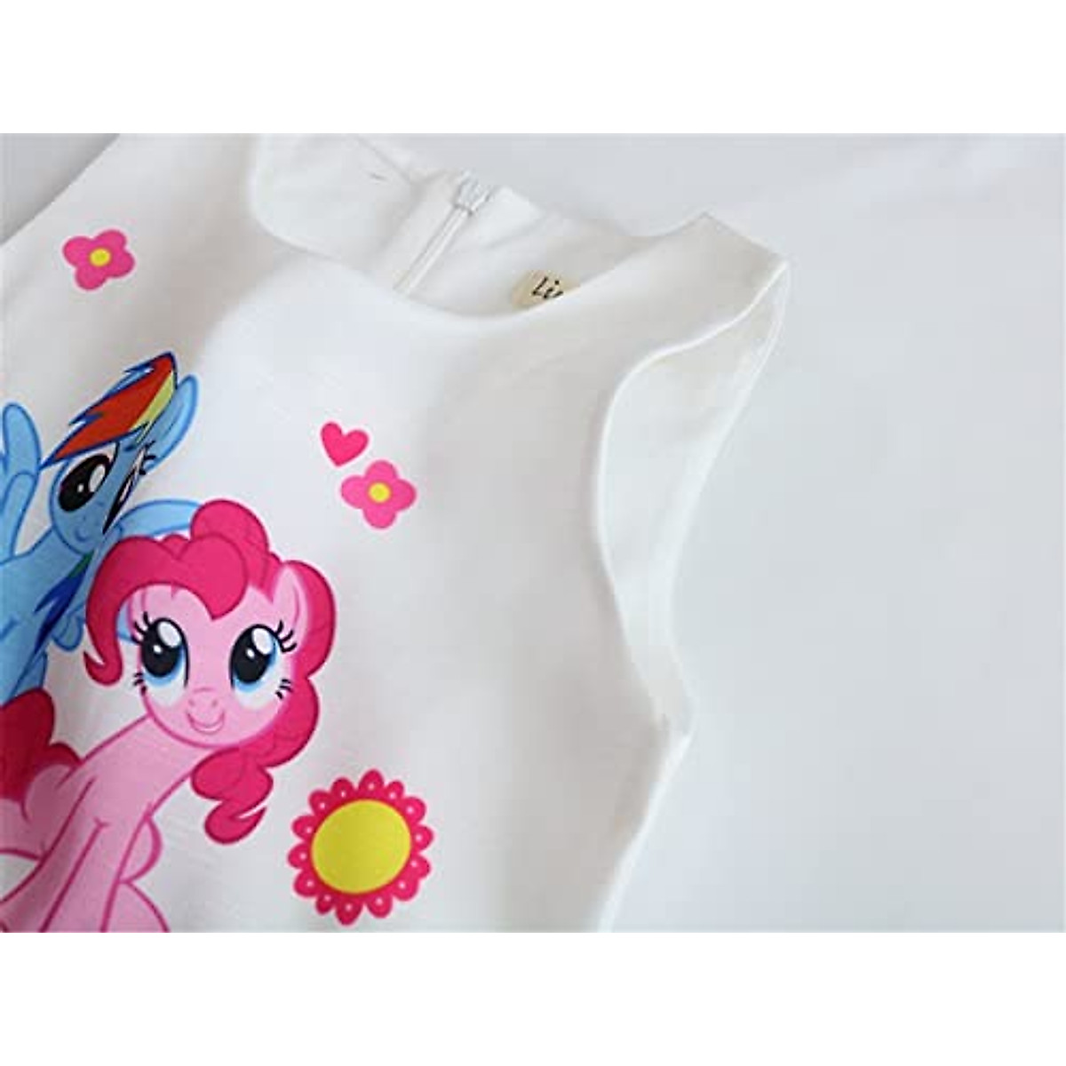 TOHD Toddler Girls Baby Princess Dress Sleeveless Little Pony Print Show Dresses (5-6 Years, White)