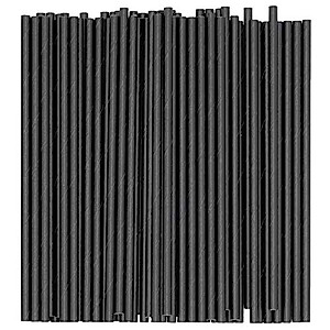 [300 Pack] 7 Inch 100% Biodegradable Paper Sip Stirrers/Straws - Black - For Cocktail & Coffee…