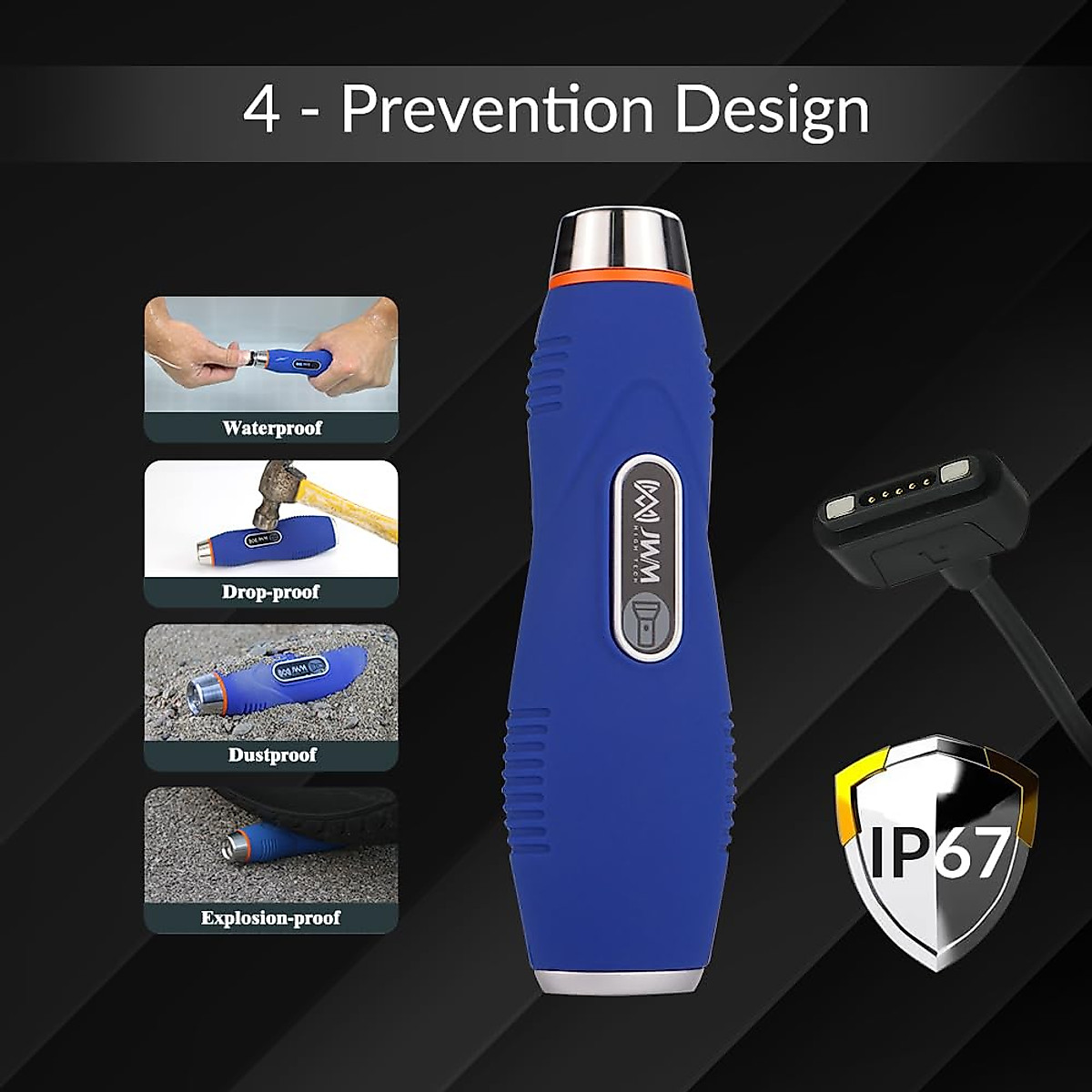 JWM Flashlight Security Guard Patrol System, iButton Touch Patrol Tour Reader with Free Cloud Software for Commercial Government Hotel Industrial, Pedometer+Alarm Clocks