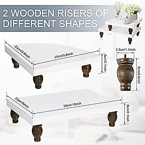 2 Pieces Wood Riser Decorative Wooden Tray Corner Counter Shelf Wood Stackable Pedestal Stand Display Riser for Bathroom Kitchen Living Room Home Accessories