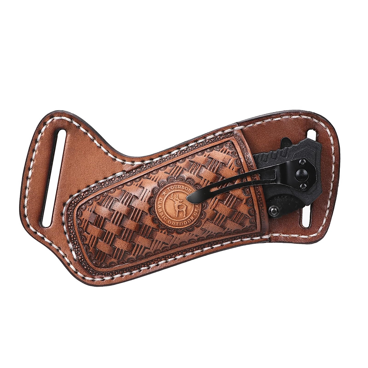 Tourbon Leather Pocket Knife Sheath for Belt Large Folding Knives Holder Carrier Case EDC Tools Holster