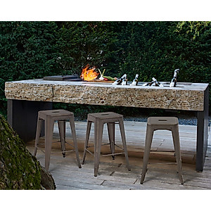 FDW Set of 4 Metal Bar Stools 24 Inches Counter Barstools Indoor/Outdoor Stackable Modern Metal Bar Stools Kitchen Counter Stools Chairs (Gun)