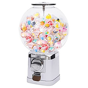 Gumball Machine Big Bubble Gumball Dispenser Machine 1.26in Ball Bulk Vending Machine w/key Classic Bubble Capsule Toys Candy Dispenser Vending Machine (White)