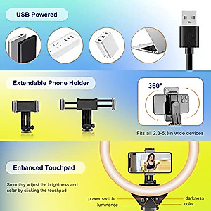 Aureday 14'' Selfie Ring Light with 62'' Tripod Stand and Phone Holder, Dimmable LED Phone Ringlight for Makeup/Video Recording/Photography, Circle Lighting for All Cell Phones&Lightweight Cameras