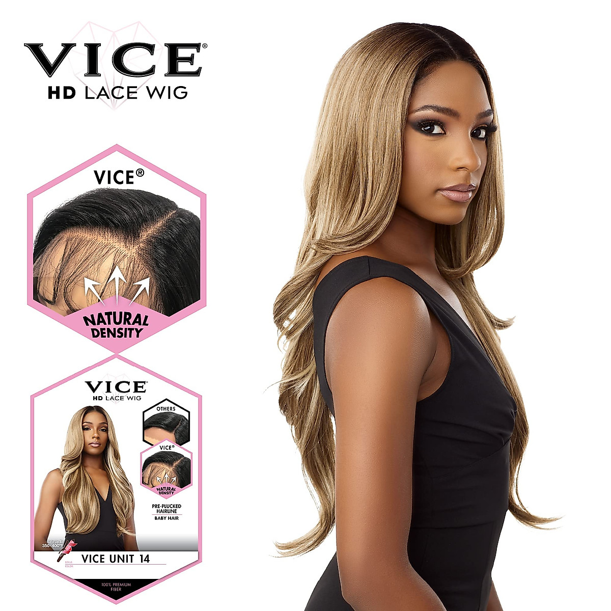 Sensationnel Vice Lace front wig - HD Transparent Lace Pre-plucked Hairline with Babyhair 5 Inch Deep Part - Vice Unit 14 (2), 18.3 ounces