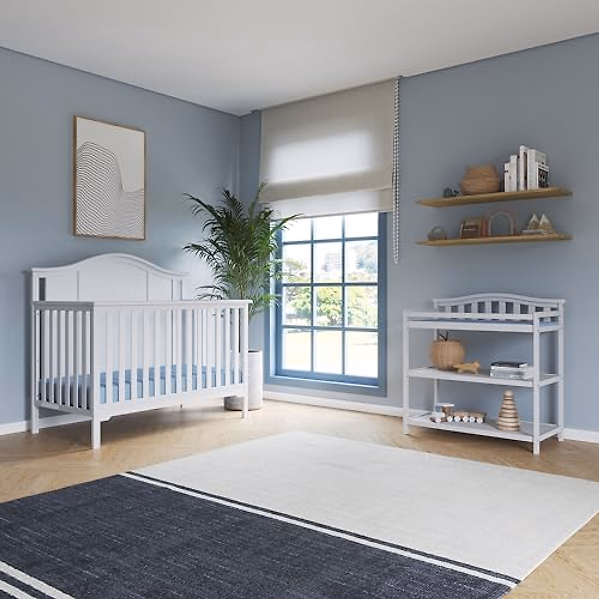 Child Craft Cottage Arch Top 4-in-1 Convertible Crib, Baby Crib Converts to Day Bed, Toddler Bed and Full Size Bed, 3 Adjustable Mattress Positions, Non-Toxic, Baby Safe Finish (Matte White)