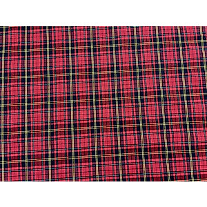AMORNPHAN 60 Inch Plaid Scottish Traditional Pattern Tartan Motif Printed 100% Woven Cotton Fabric for Clothing Tablecloth Decorative Sewing Arts Crafts Upholstery and Home Accents for 1 Yard (Red)