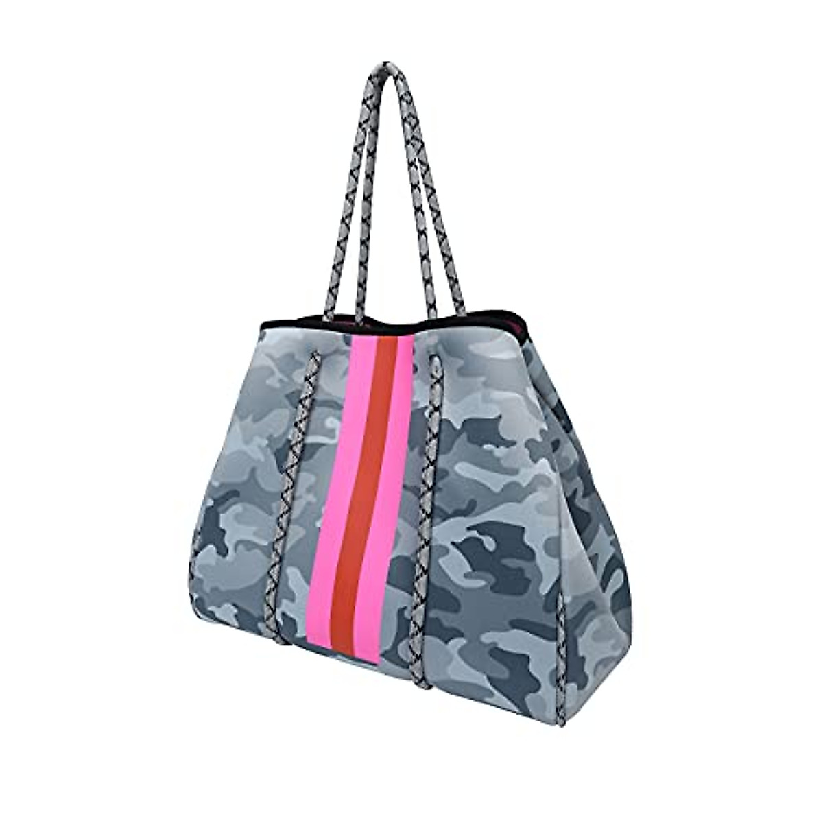 Trymall Beach Bags, Large Capacity Handbag Camo Waterproof Women Casual Fashion Tote (White Red)
