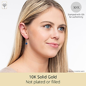 MAX + STONE 10k White Gold 8mm Round October Birthstone Created Opal Dangle Earrings for Women with Leverbacks