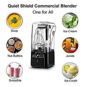 CRANDDI Quiet Commercial Blender with Soundproof Shield, 2200 Watt Professional Blenders for Kitchen with 80oz Jar and Self-Cleaning, High-Speed Blenders K90 Black