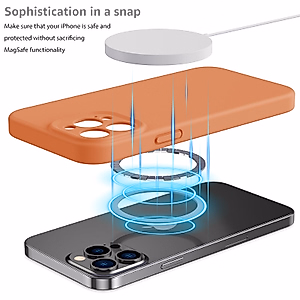 MCFANCE Silicone Magnetic for iPhone 13 Pro Max Case, Compatible with MagSafe, Full Camera Protection Soft Anti-Scratch Microfiber Lining for iPhone 13 Pro Max 6.7 inch 2021, Light Orange