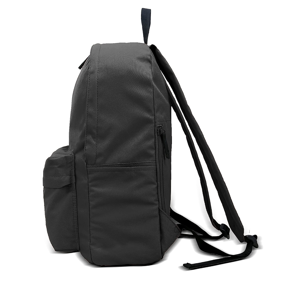 BeeGreen Simple Black Backpack School Backpack with YKK Zipper Water Bottle Pocket Gym Sports College Backpack with Inner Pocket & Hidden Zipper Pocket Lightweight Bookbag for Women Men Girls Boys