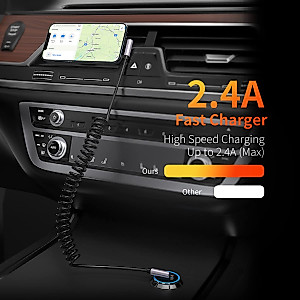 90 Degree Coiled Lightning Cable [MFi Certified & Data Sync], Right Angle Design Gaming LED iphone Cord, Coiled USB A to Lightning Cable Cord Data Transmission Compatible with iPhone/Ipad Product