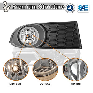 Fog Light Set for 2010-2020 Dodge Journey w / Bulb + Black Bezel Cover, OEM Bumper Driving Fog Light Lamps Assembly w / Wiring Harness Kit & Switch, Fog Lamp Replacement - PS 12V 24W Clear Lens