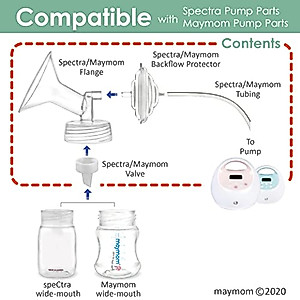 Maymom Pump Parts Compatible with Spectra S2 Spectra S1 Spectra 9 Plus Breastpump, Flange (19mm) Valve Tubing Backflow Protector, Not Original Spectra Pump Parts Not Original Spectra S2 Accessories