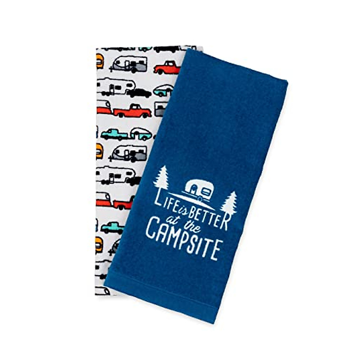 Camco Life is Better at The Campsite RV Dish Towel Set - Perfect for Drying Hands and Dishes - Includes a Set of (2) Towels - 27-Inches x 16-1/2-Inches (53301)