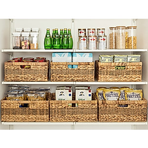 StorageWorks Jumbo Rectangular Wicker Basket, Storage Basket with Built-in Handles