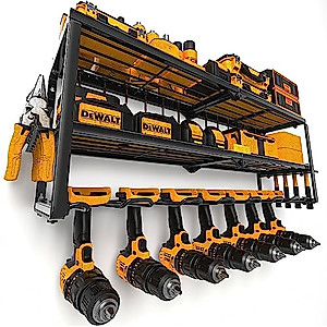 Spampur Power Tool Organizer for Tool Storage, Drill Holder Wall Mount, Tool Organizers and Storage Rack for Garage Organization, Heavy Duty Metal Tool Shelf, cordless drill storage for Father's Day